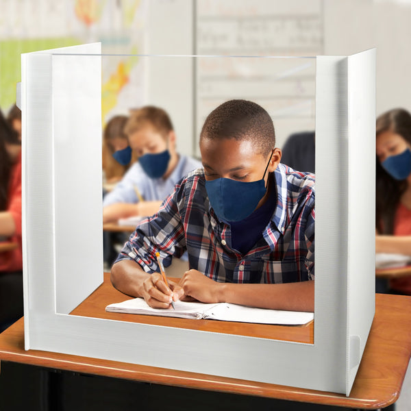 Classroom Desk Sneeze Guard Barrier - White Privacy Sides (25 Pk ...